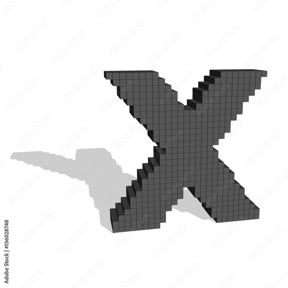 3d pixelated capital letter X. Vector illustration. Stock Vector ...