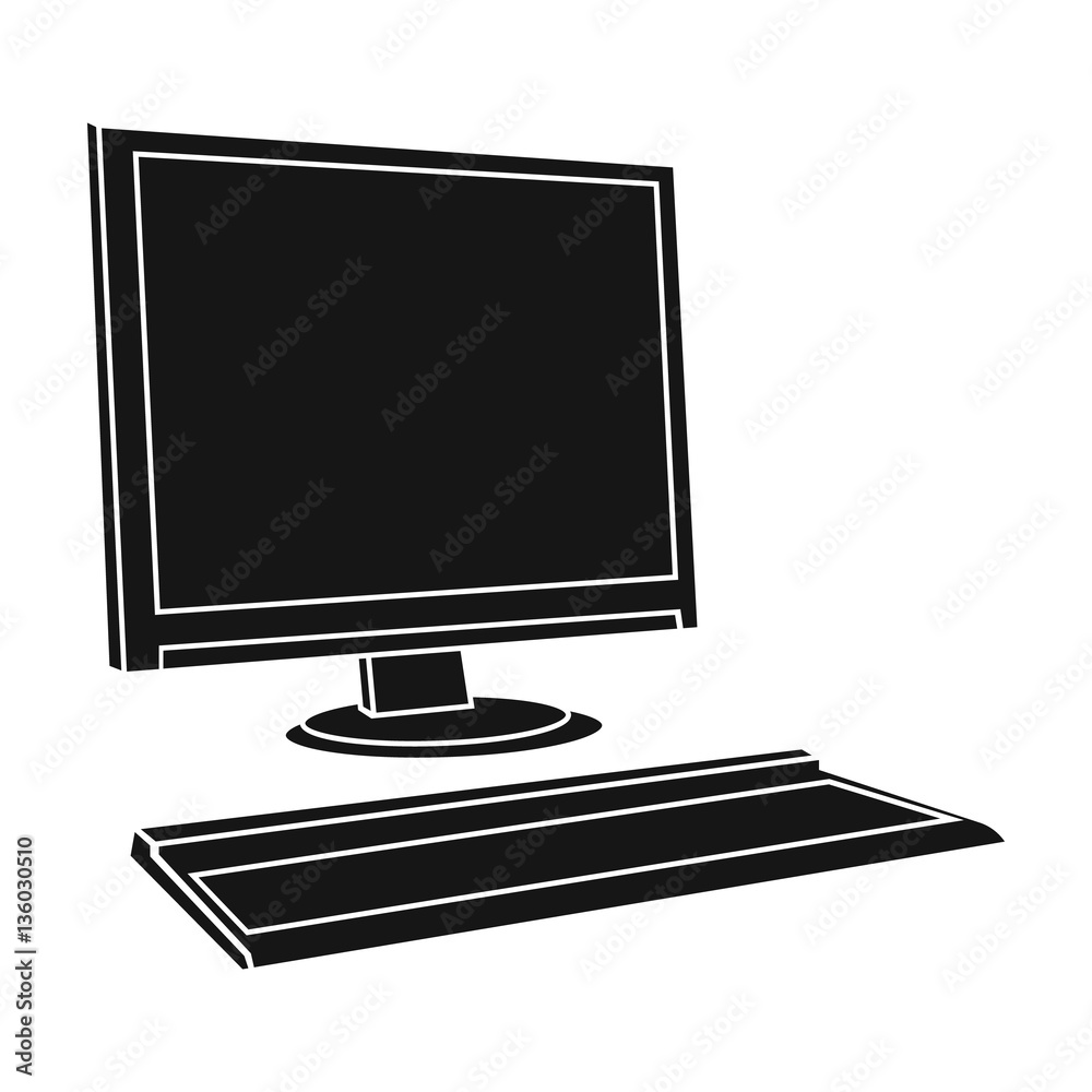 Computer icon in monochrome style isolated on white background ...