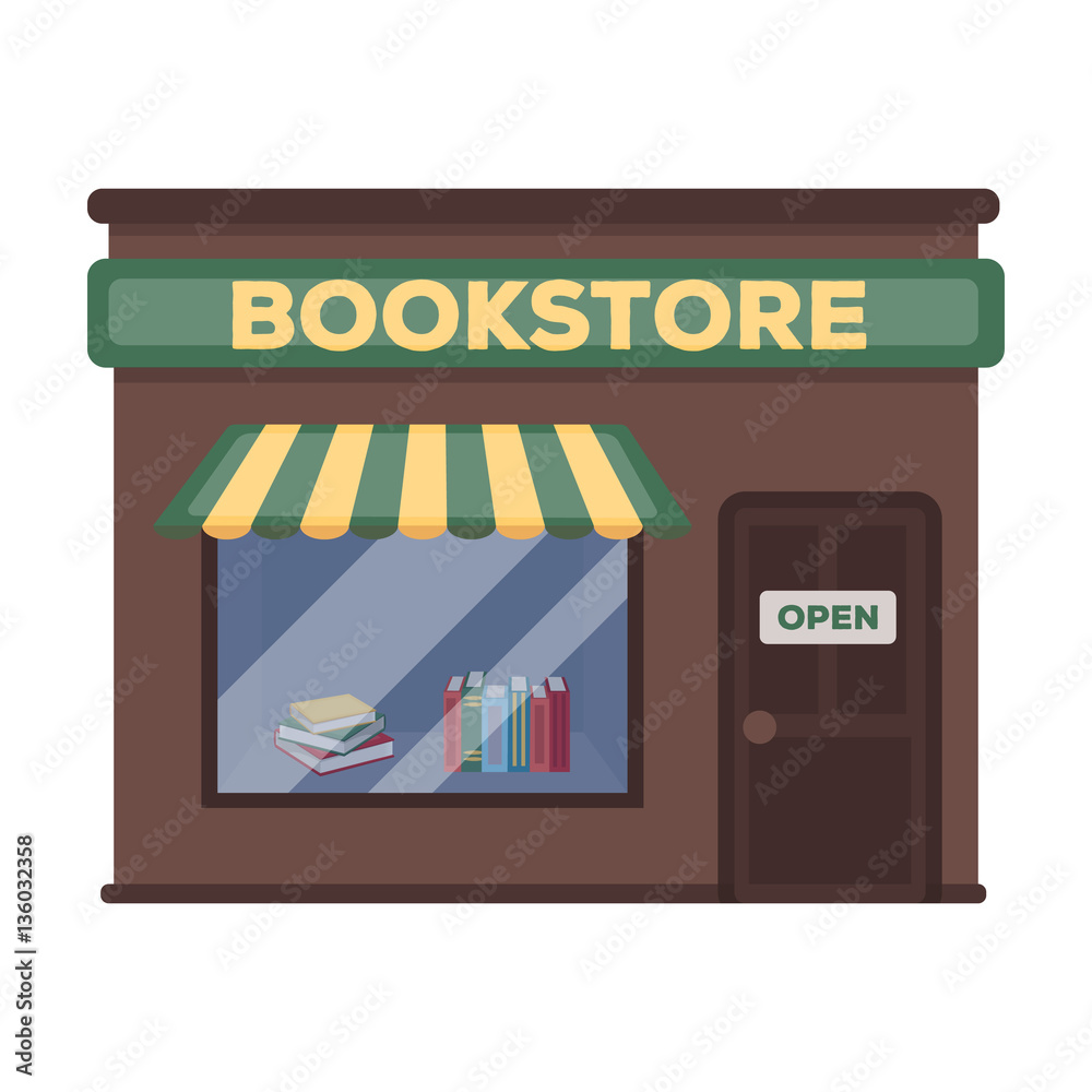 Bookstore icon in cartoon style isolated on white background. Library ...
