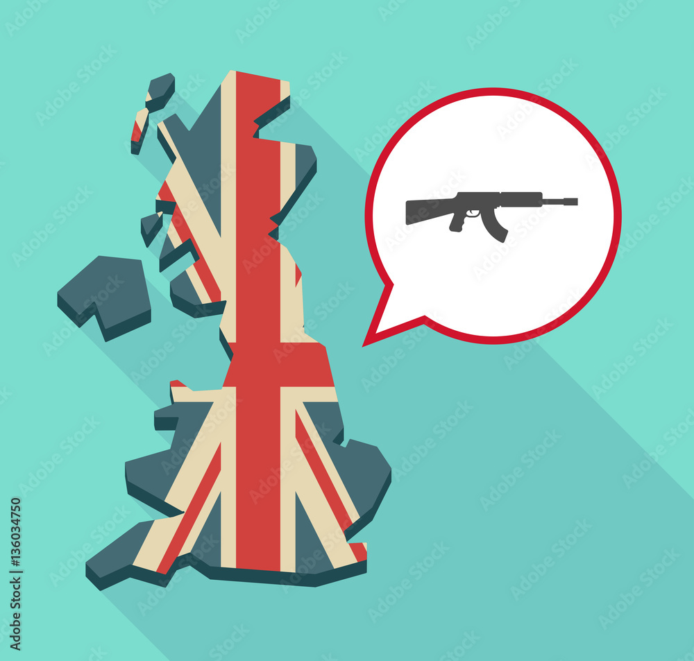 Map of UK with a machine gun sign Stock Vector | Adobe Stock