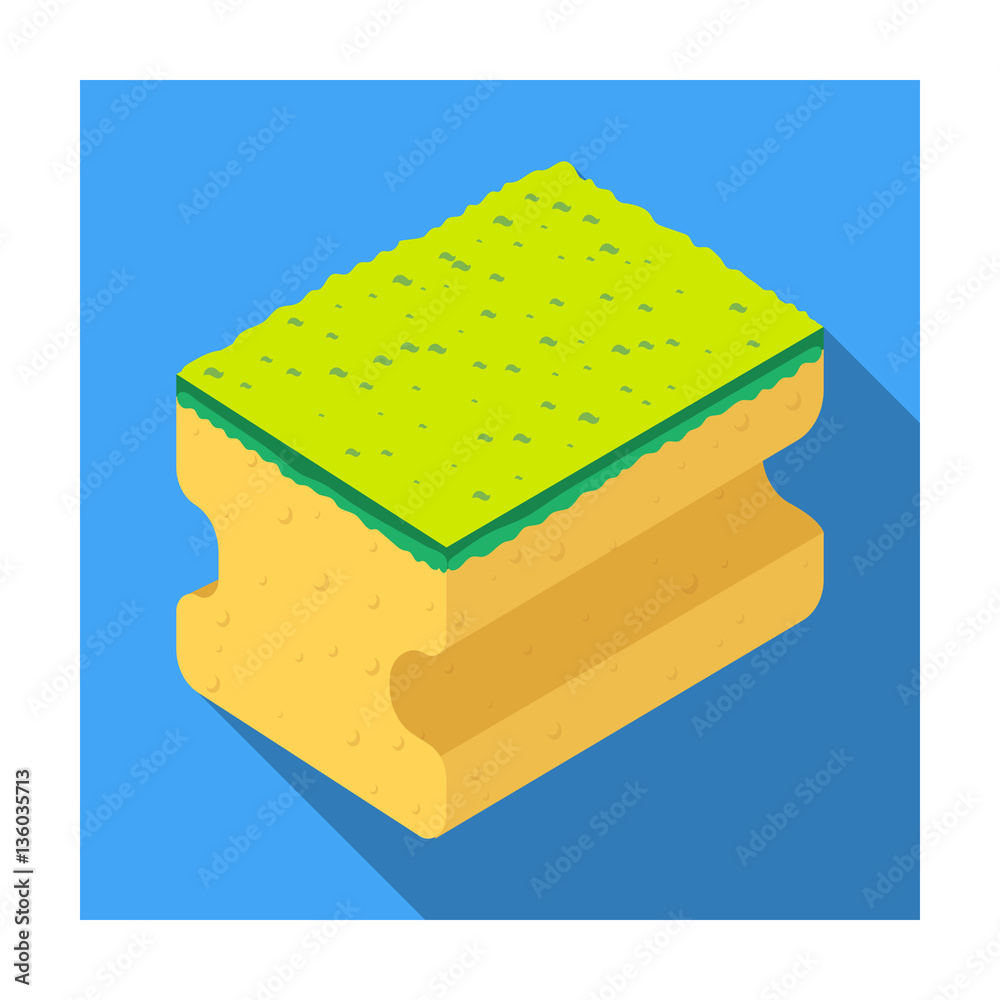 Dishwashing sponge icon in flat style isolated on white background ...