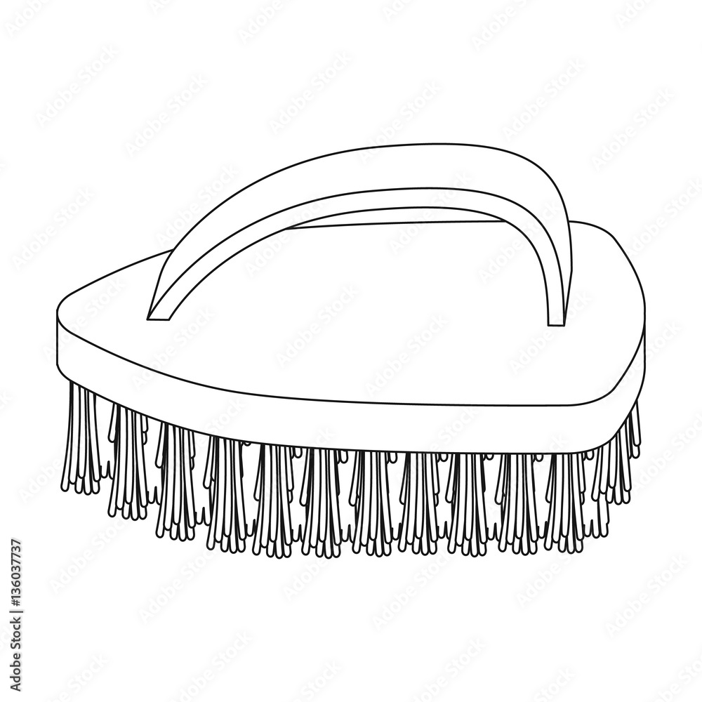 Cleaning brush icon in outline style isolated on white background ...