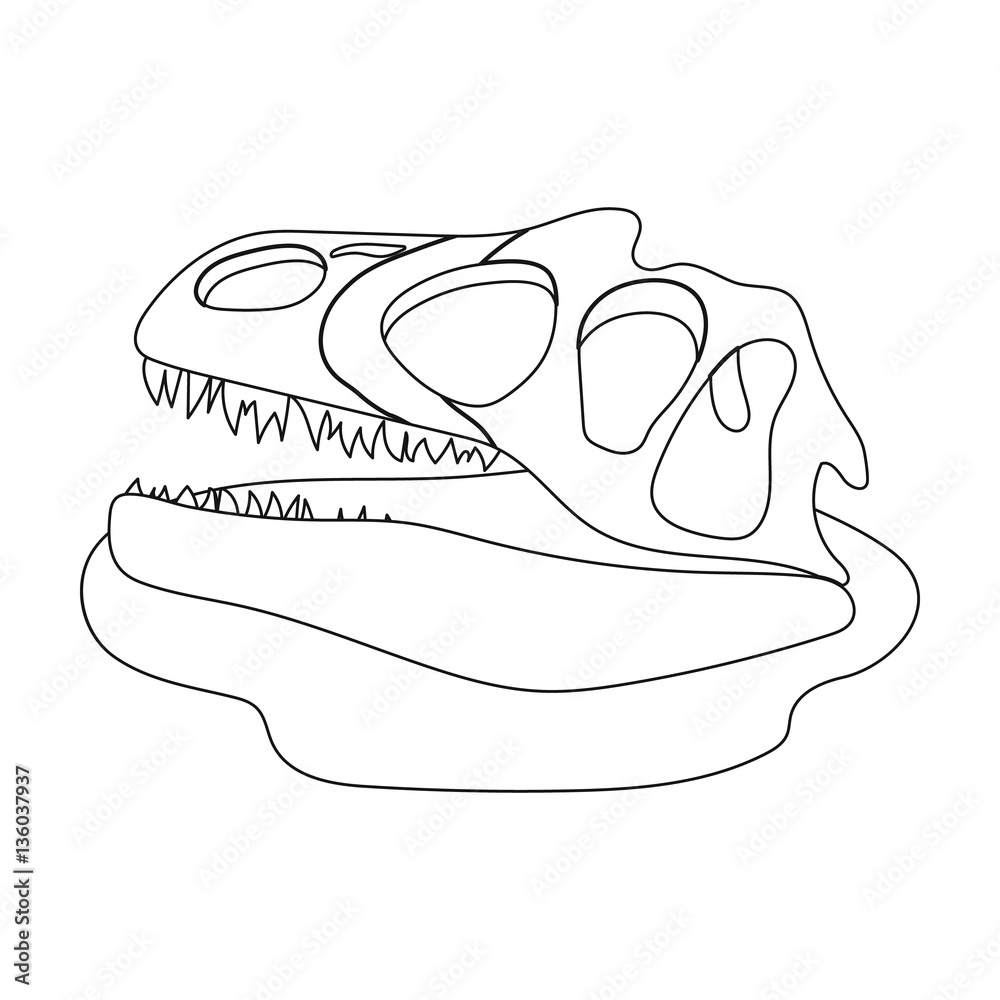 Dinosaur fossils icon in outline style isolated on white background ...
