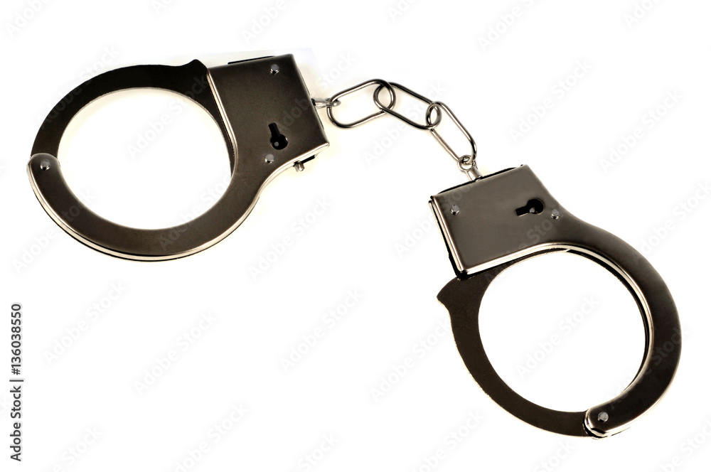 Menottes sur fond blanc Stock-Foto | Adobe Stock