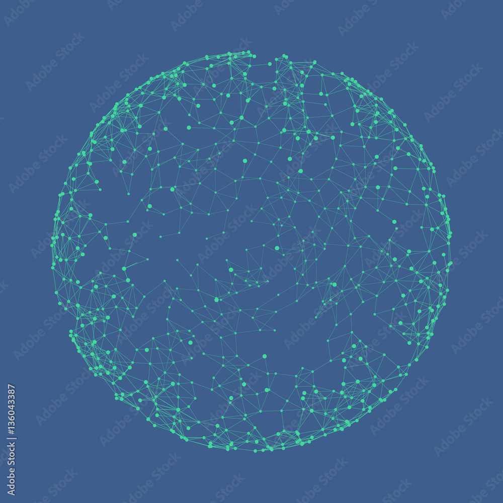 Sphere with Connected Lines and Dots. Globe Grid. Networks. Stock ...