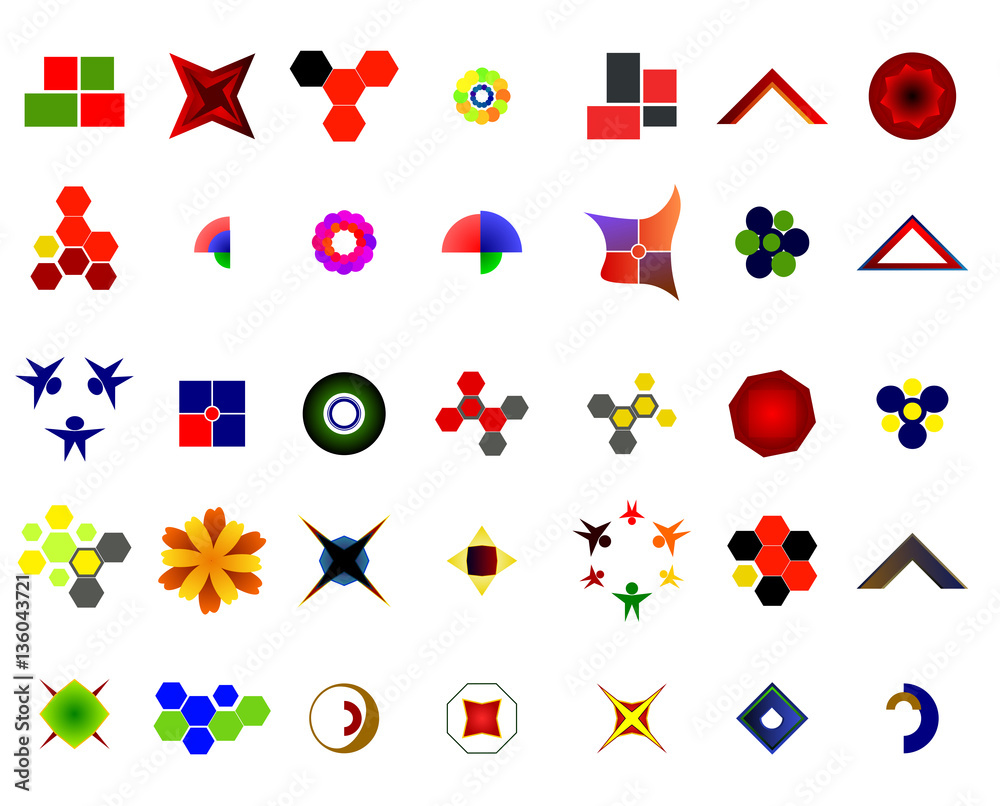 Vettoriale Stock A set of logos and icons suitable for graphic ...