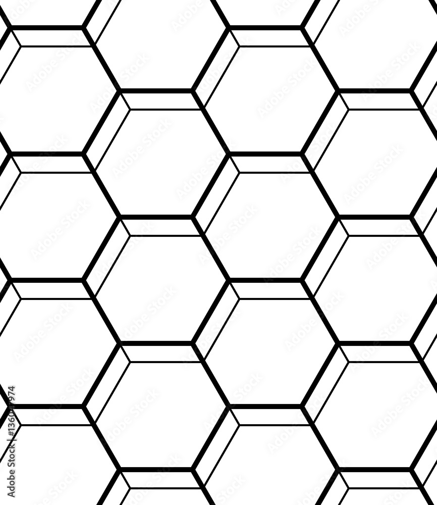 Seamless pattern with hexagons. Black and white geometric background ...