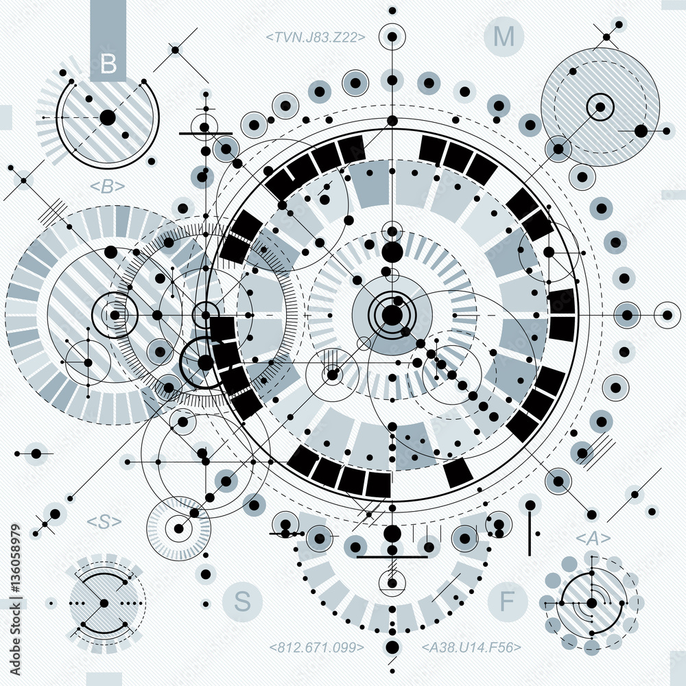 Technical plan, engineering draft. Vector drawing of industrial Stock ...