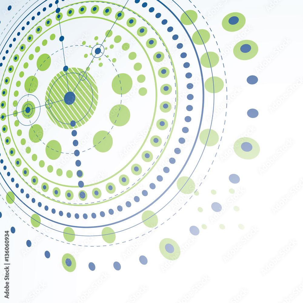 Geometric technology 3d vector drawing, green technical wallpape Stock ...