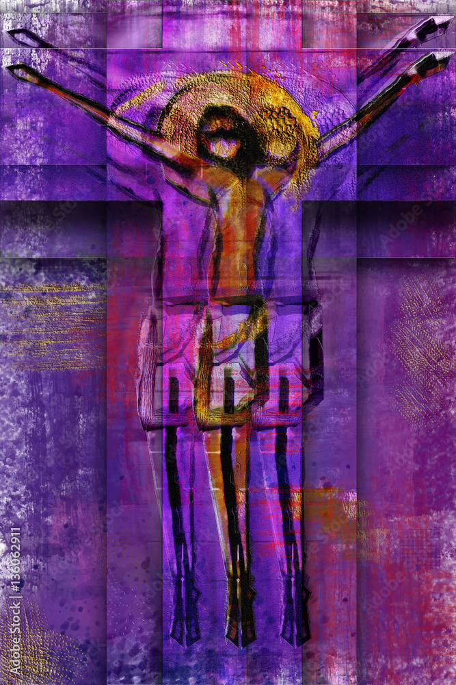 Jesus Christ on the cross - abstract artistic modern background Stock ...