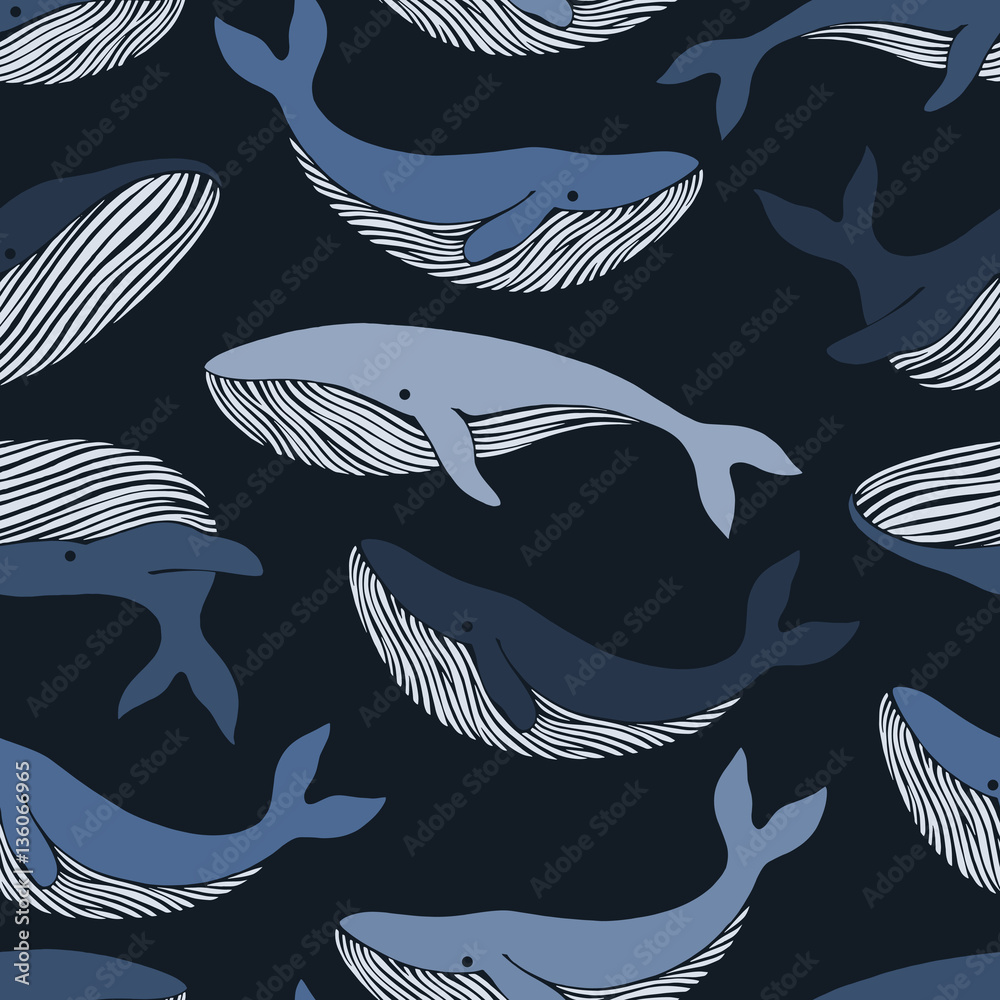 Seamless pattern with whales. Stock Vector | Adobe Stock