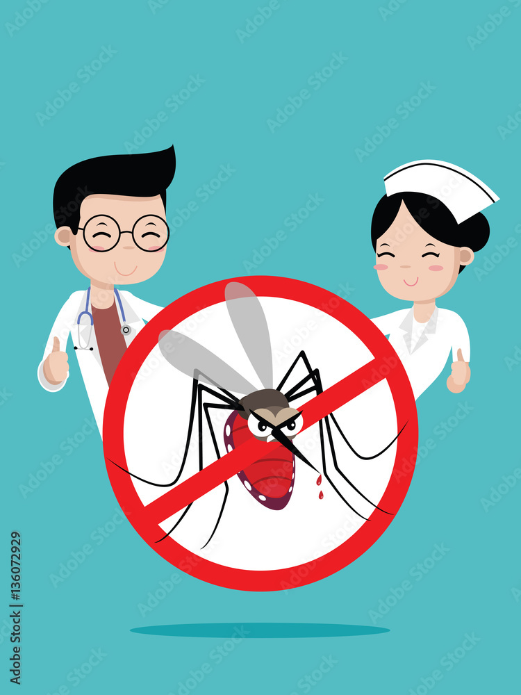 Doctors and nurses No mosquito sign, Vector cartoon Stock Vector ...