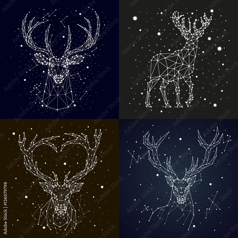 starry sky constellation deer Stock Vector | Adobe Stock