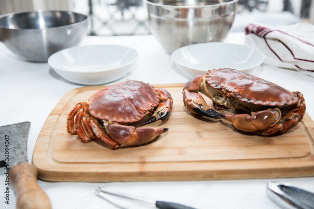 Preparing cooked crab Stock Photo | Adobe Stock