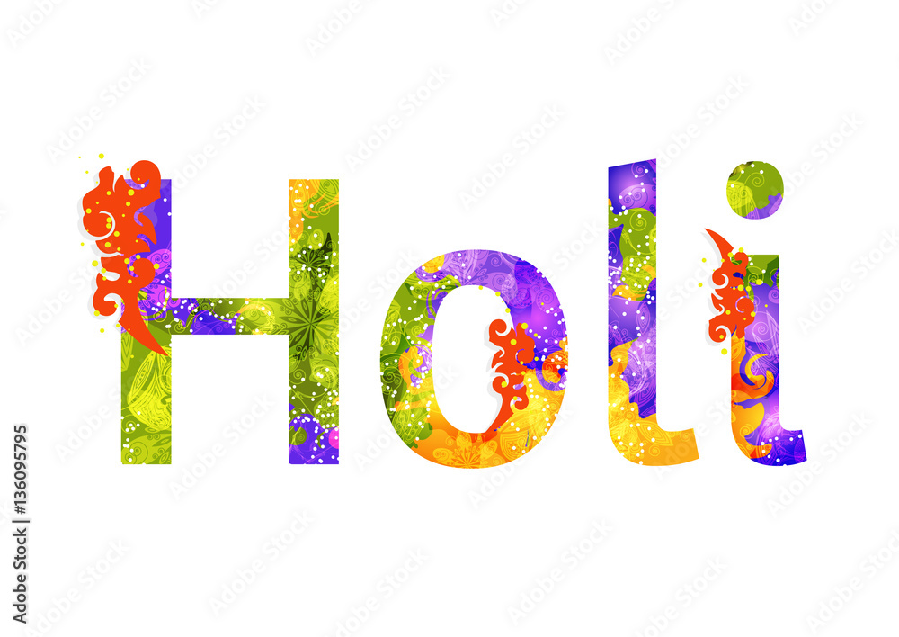 Word Holi with multicolor abstract pattern. Design for Indian Festival ...