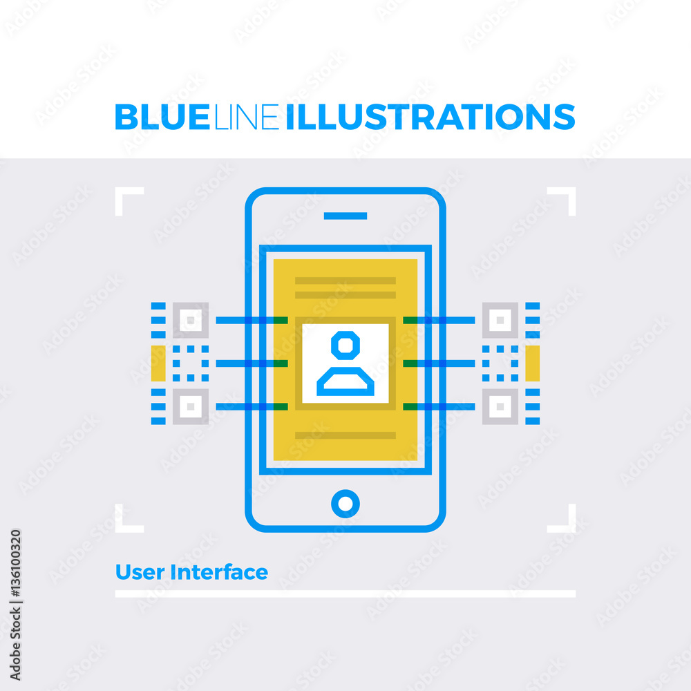 User Interface Blue Line Illustration. Stock Vector | Adobe Stock