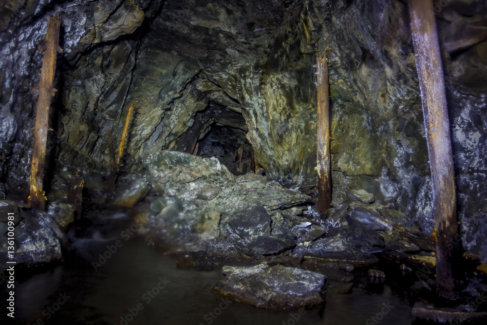 Collapsed and forgotten tunnel of an abandoned coal mine Stock Photo ...