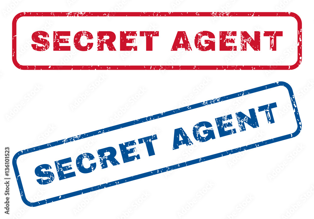 Secret Agent text rubber seal stamp watermarks. Vector style is blue ...