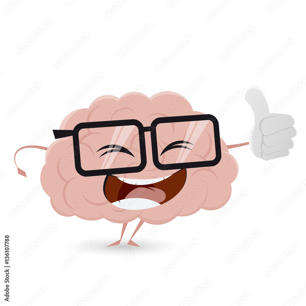 funny cartoon brain with thumbs up Stock Vector | Adobe Stock