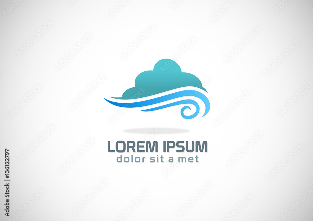cloud wind wave vector logo Stock Vector | Adobe Stock