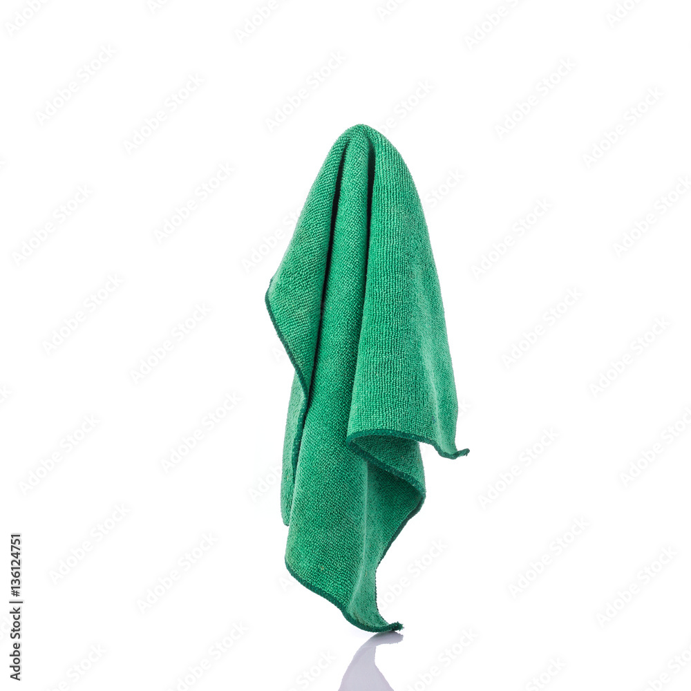 New green microfiber cloth for cleaning. Studio shot isolated on Stock ...