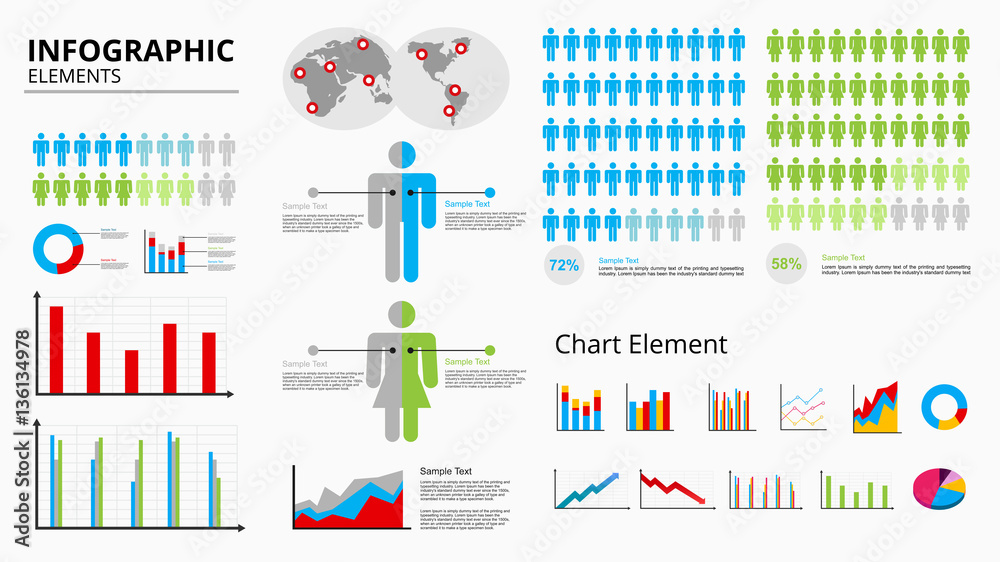 Human infographics sign and symbols graphic elements Stock Vector ...