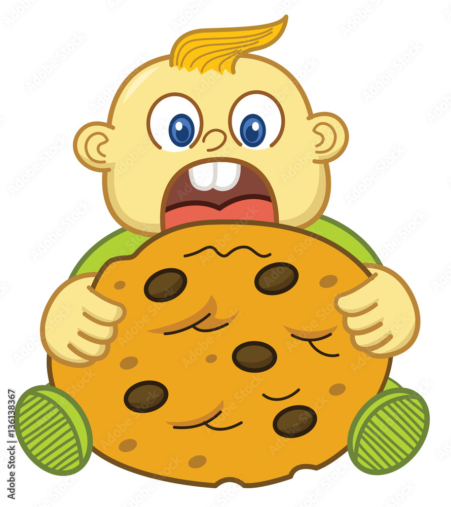 Child Eating Cookie Clipart