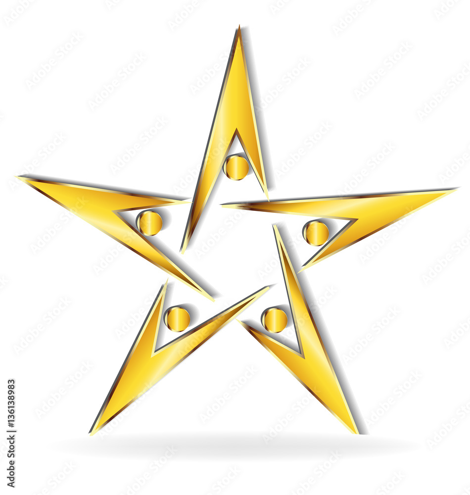 Vector logo of unity gold star teamwork Stock Vector | Adobe Stock