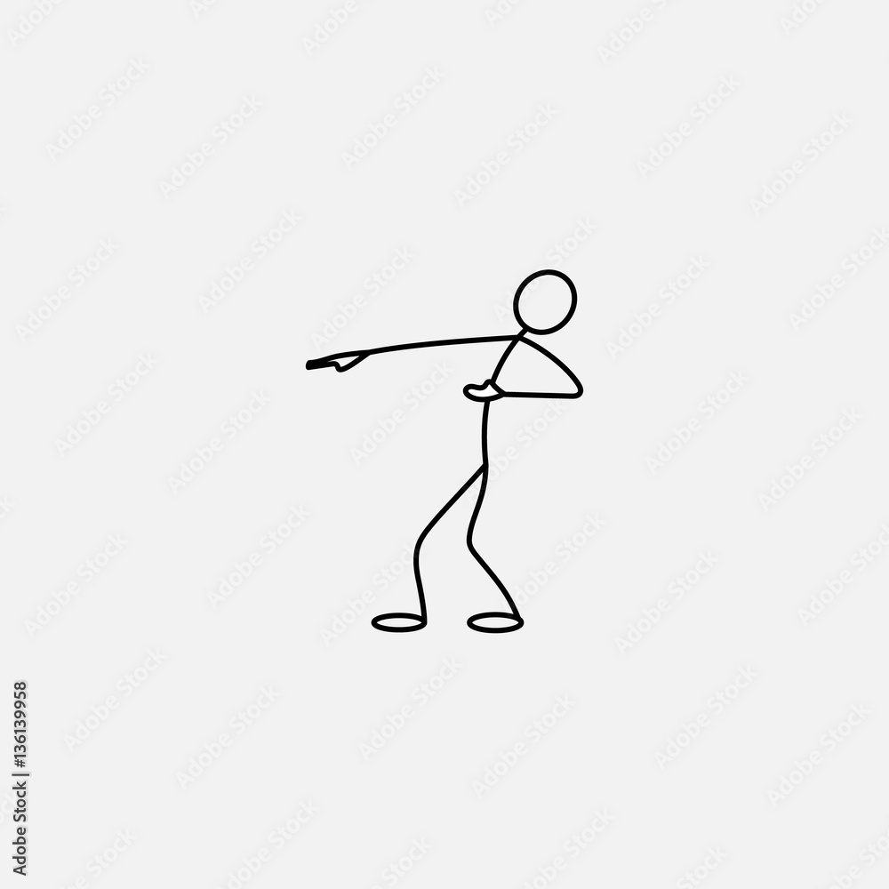 Cartoon icon of sketch stick figure in cute miniature scenes. Stock ...