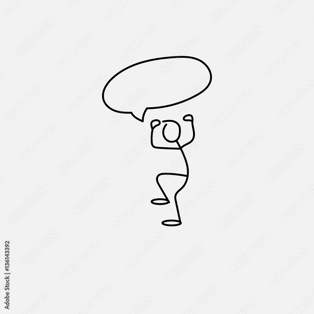 Cartoon icon of sketch stick figure angry Stock Vector | Adobe Stock