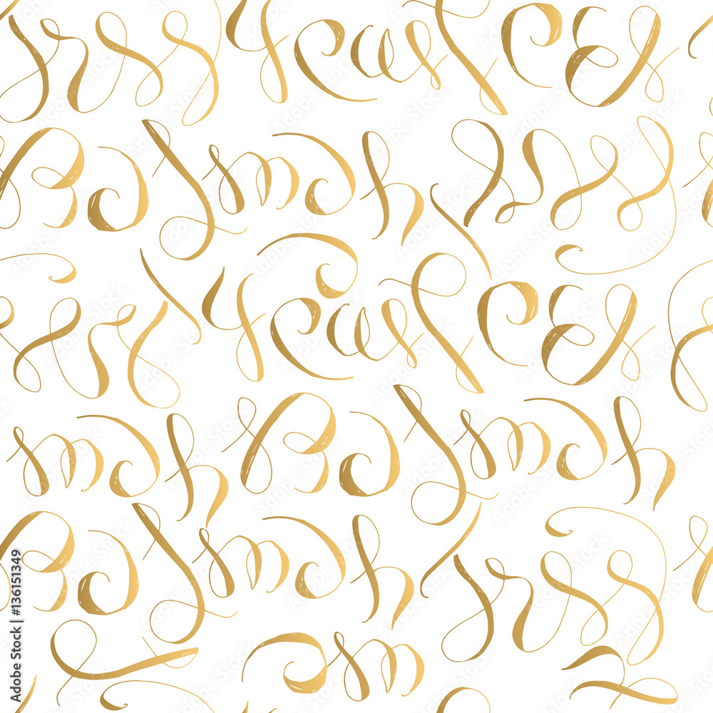 Gold fancy pattern. Vector calligraphic style. Stock Vector | Adobe Stock