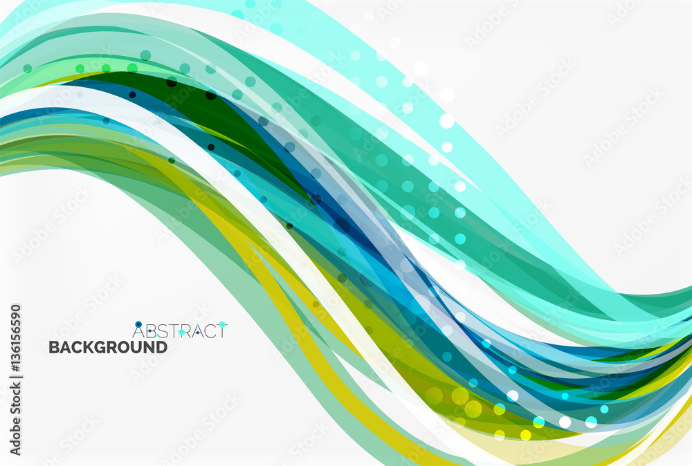 Vector color wave lines with dotted effect on light background Stock ...