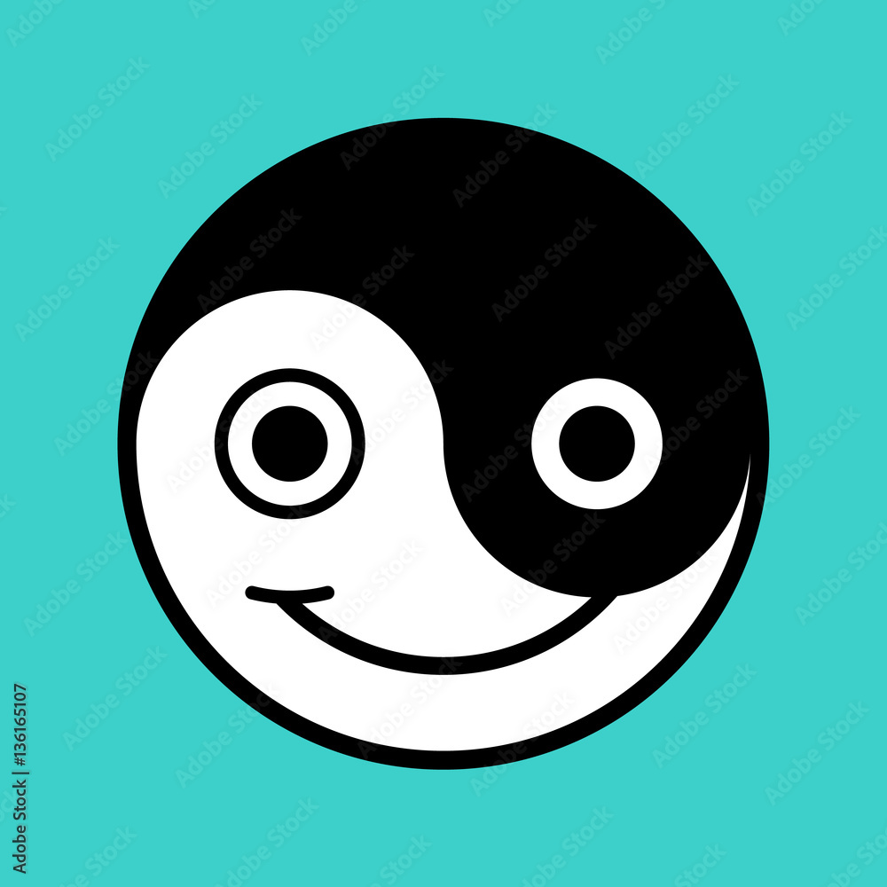 Smiling cartoon yin-yang face Stock Vector | Adobe Stock