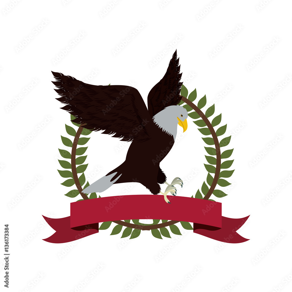 colorful with olive crown with ribbon and eagle flying vector ...