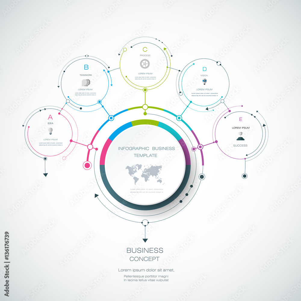 Vector Infographic 3D circle label design template with arrows sign and ...
