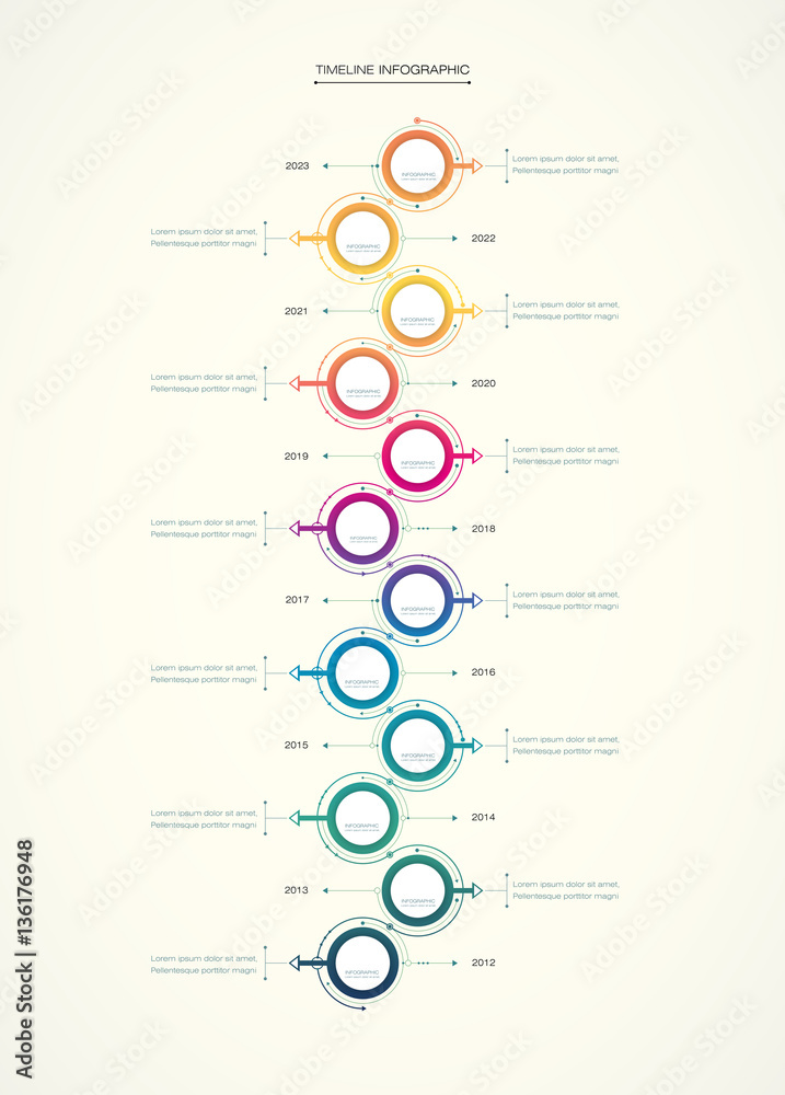 Vector infographics timeline design template with 3D paper label ...