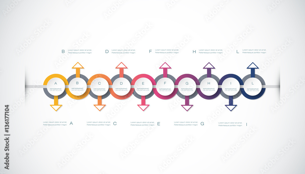 Vector infographics timeline design template with 3D paper label ...