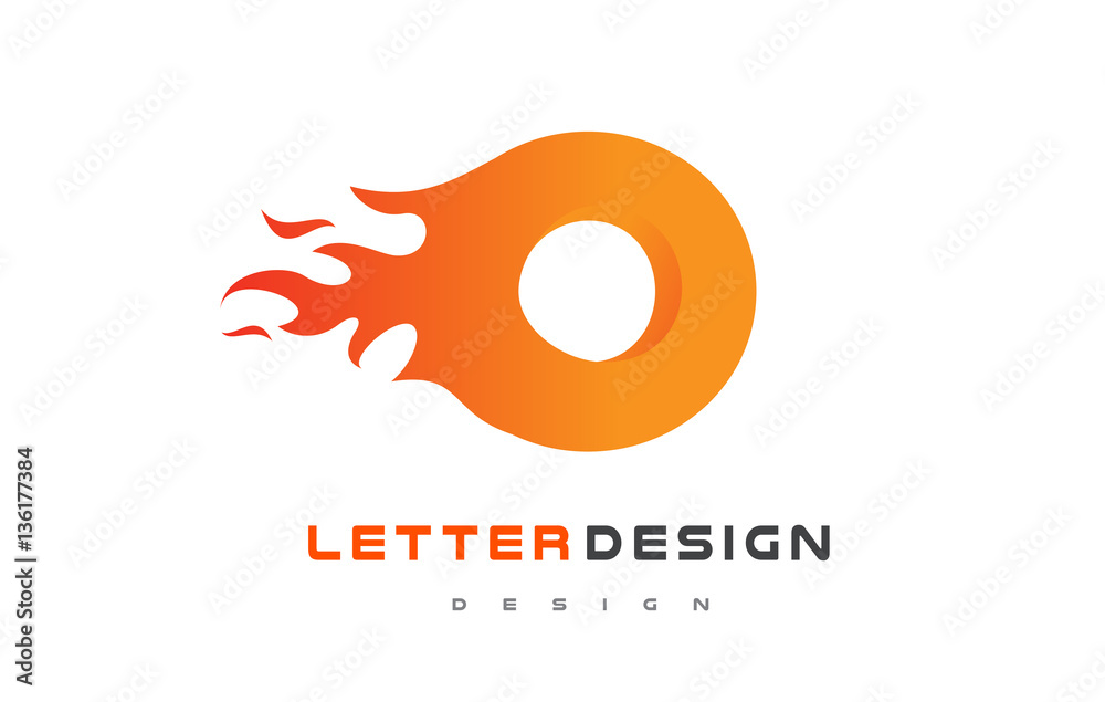O Letter Flame Logo Design. Fire Logo Lettering Concept. Stock Vector ...