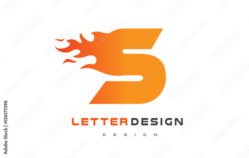 S Letter Flame Logo Design. Fire Logo Lettering Concept. Stock Vector ...