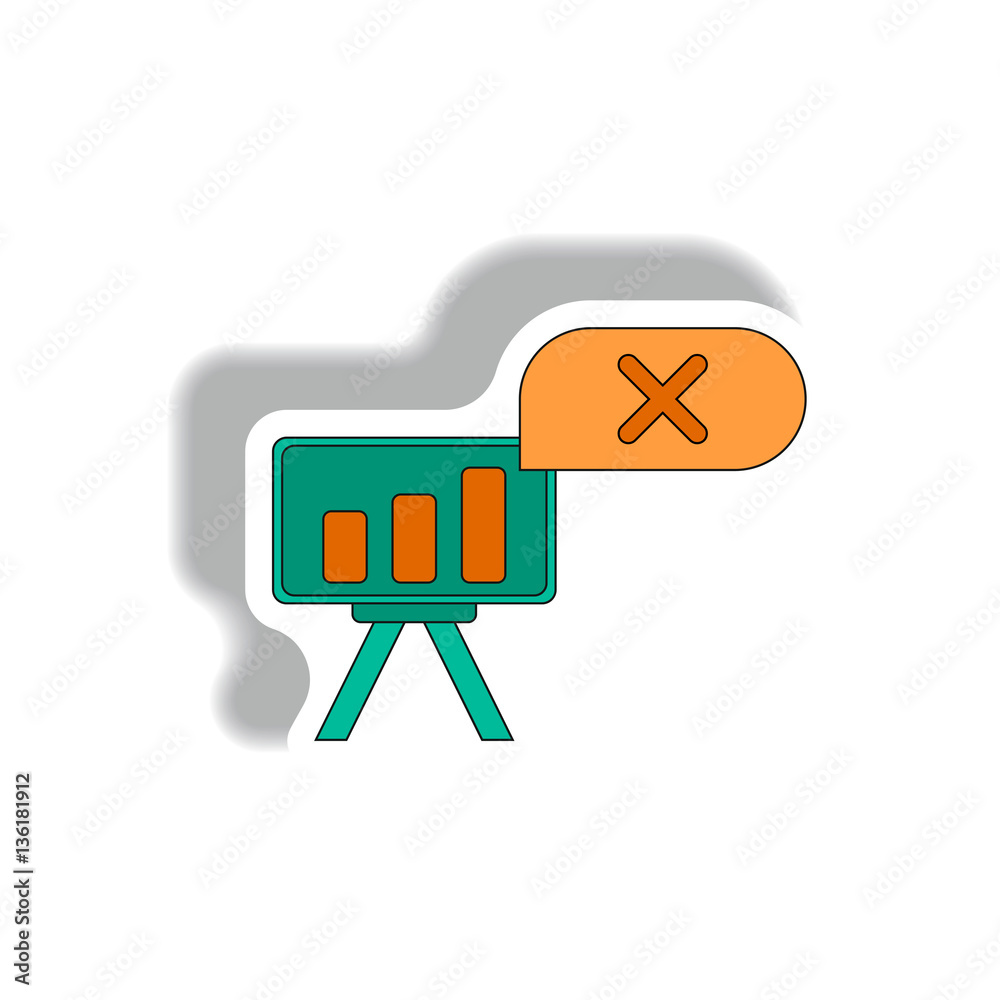 bar graph business statistic Vector illustration in paper sticker style ...