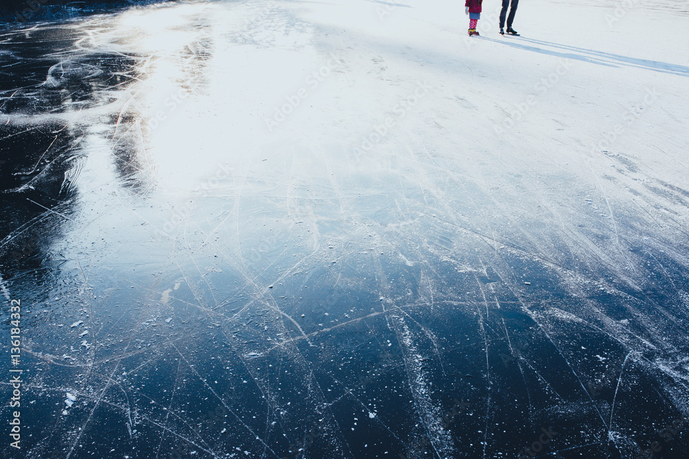 ice background. ice surface texture with skaters Stock Photo | Adobe Stock