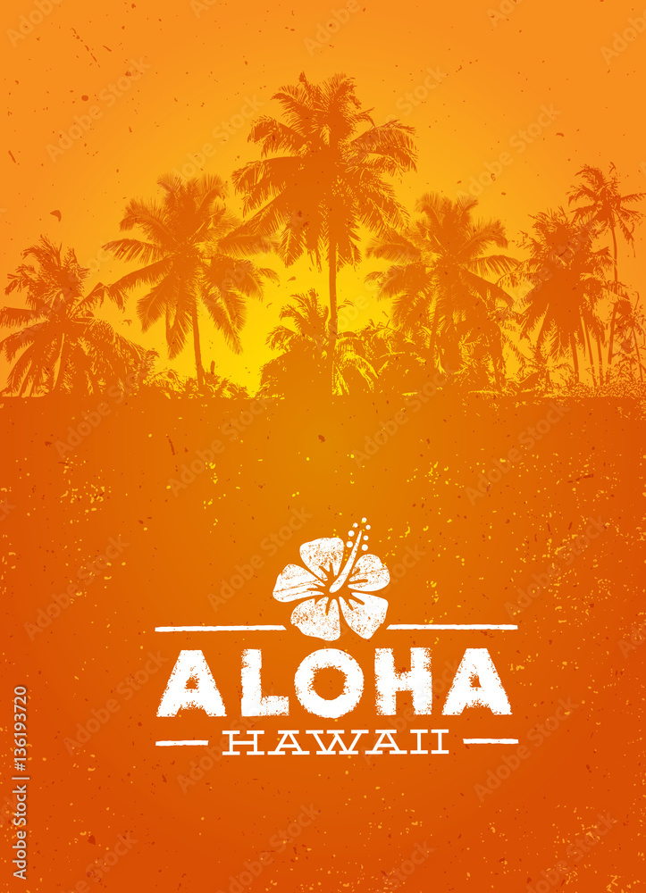 Aloha Hawaii Creative Summer Beach Tropical Vector Design Element Stock ...