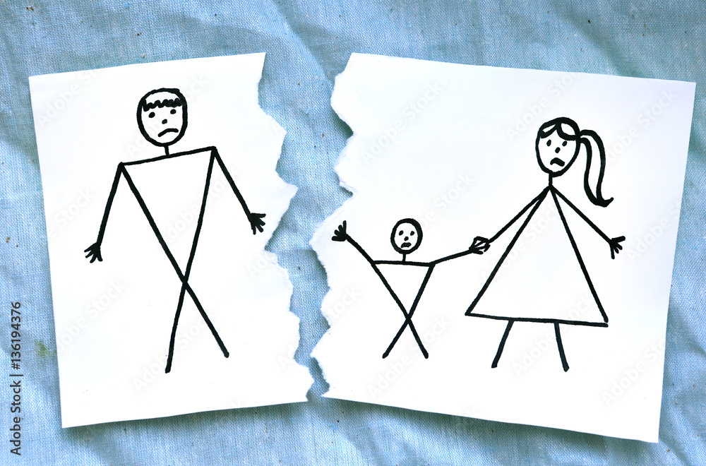 mome with son divorce father drawing Stock Photo | Adobe Stock