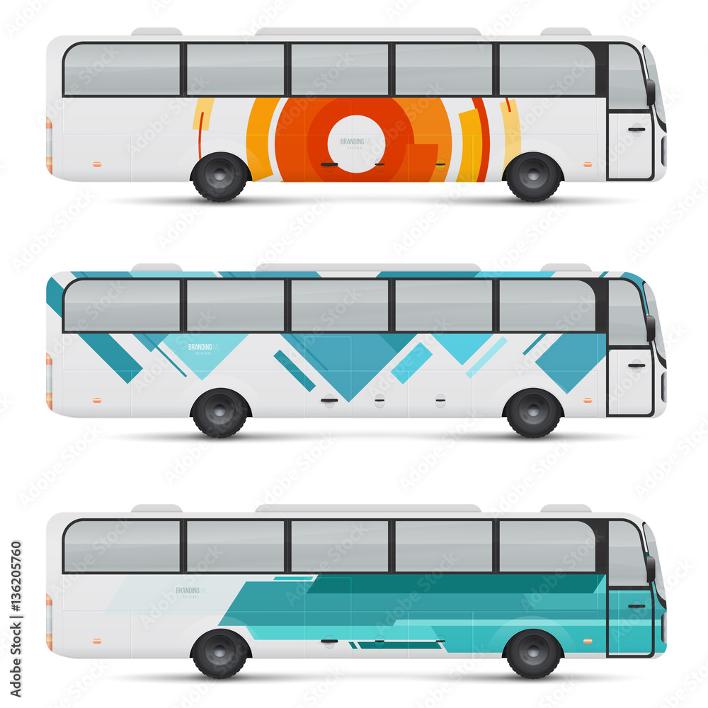 Mockup of passenger bus. Design templates for transport. Branding for ...