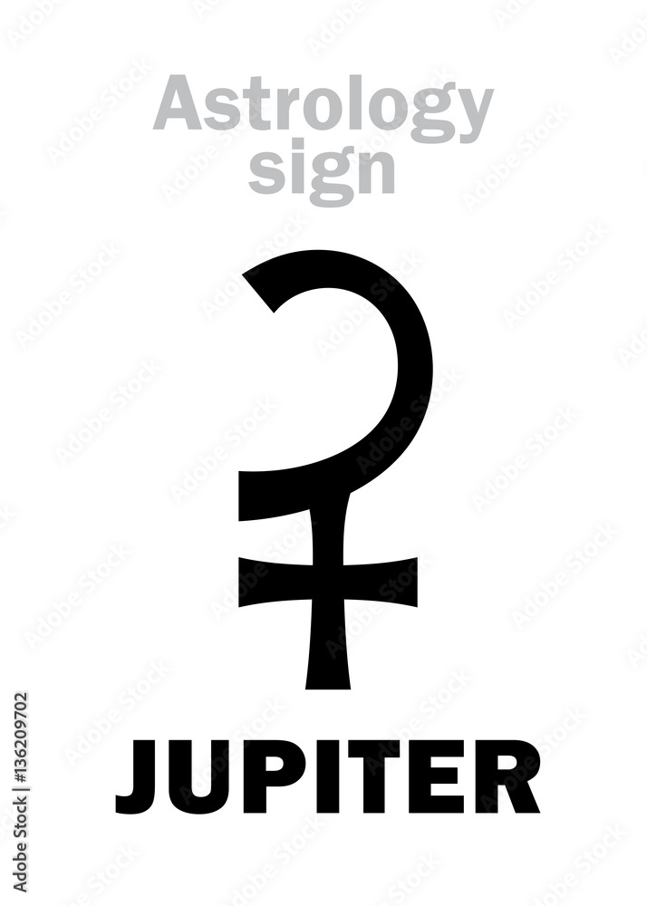 Astrology Alphabet: JUPITER, classic major social planet. Hieroglyphics ...