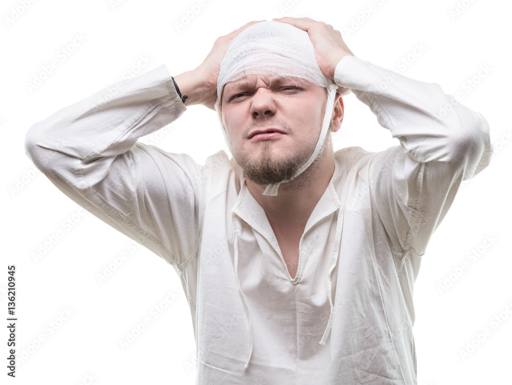 Sick patient with headache Stock Photo | Adobe Stock