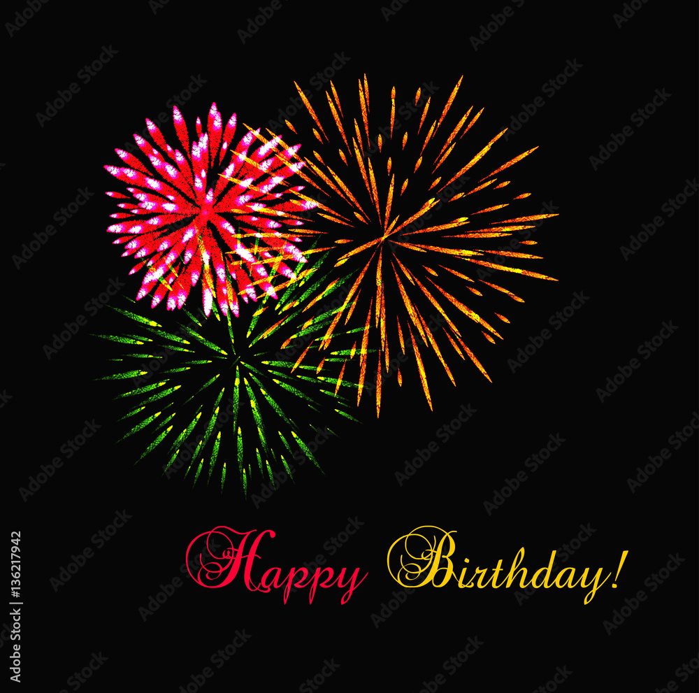 Abstract background with firework. Happy Birthday card. Stock Vector ...
