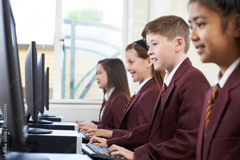 Pupils Wearing School Uniform In Computer Class Stock Photo | Adobe Stock Pupils Wearing School Uniform In Computer Class Stock Photo | Adobe Stock