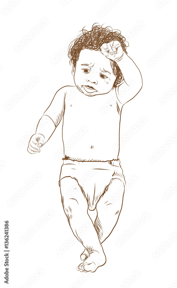 Worried baby sketch in vector. Stock-Vektorgrafik | Adobe Stock