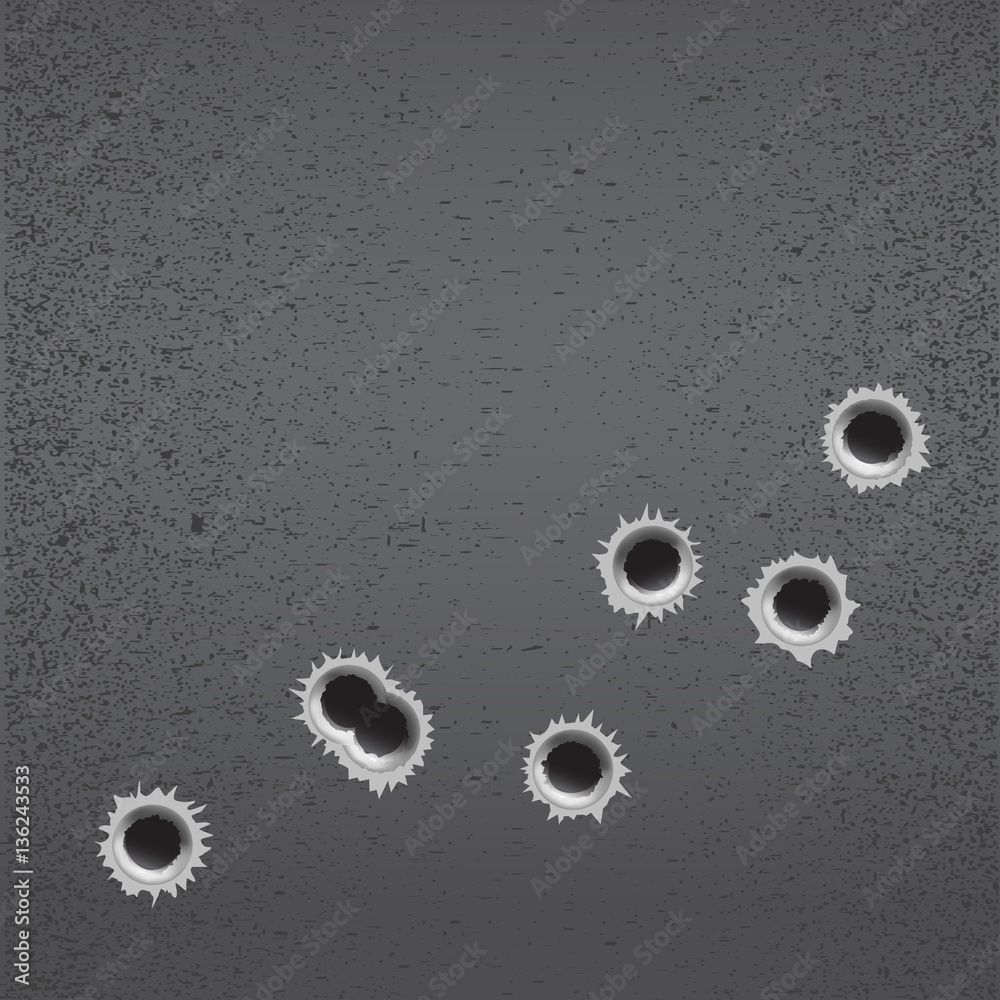 bullet holes on steel surface texture background. vector illustr Stock ...